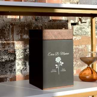 Wood Cremation Urn - The Lenox Urn in Black Walnut – Oaktree Memorials